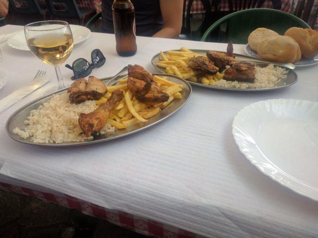 pilgrim-lunch-day-7-roast-chicken-chips-rice-valenca - Humble Bee Abroad